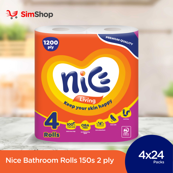 Nice BR 150 sheets 2 ply, 4 rolls x 24 packs