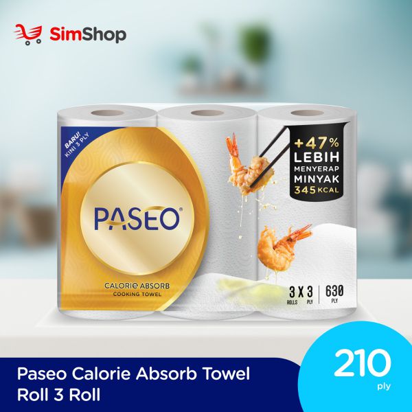 Paseo Calorie Absorb Towel Roll 3 Roll 210 Ply Emboss